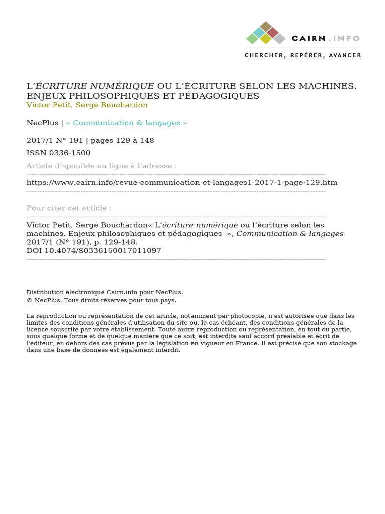 L'écriture Numérique | PDF
