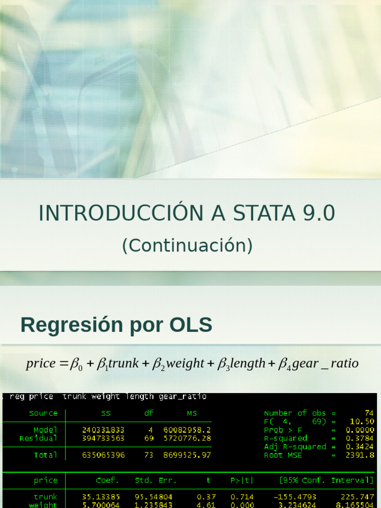 Análisis de Regresión en STATA 9.0 | PDF | Investigación cuantitativa ...