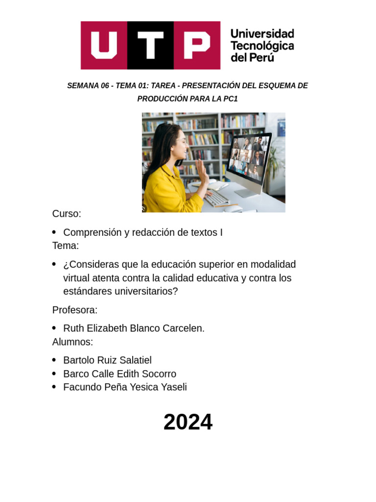 Semana 06 - Tema 01 Tarea - Presentación Del Esquema de Producción para ... Semana 06 - Tema 01 Tarea - Presentación Del Esquema de Producción para ...