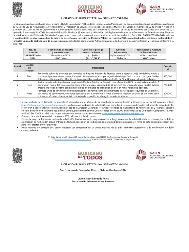 Convocatoria SAFIN EST 034 2024 | PDF