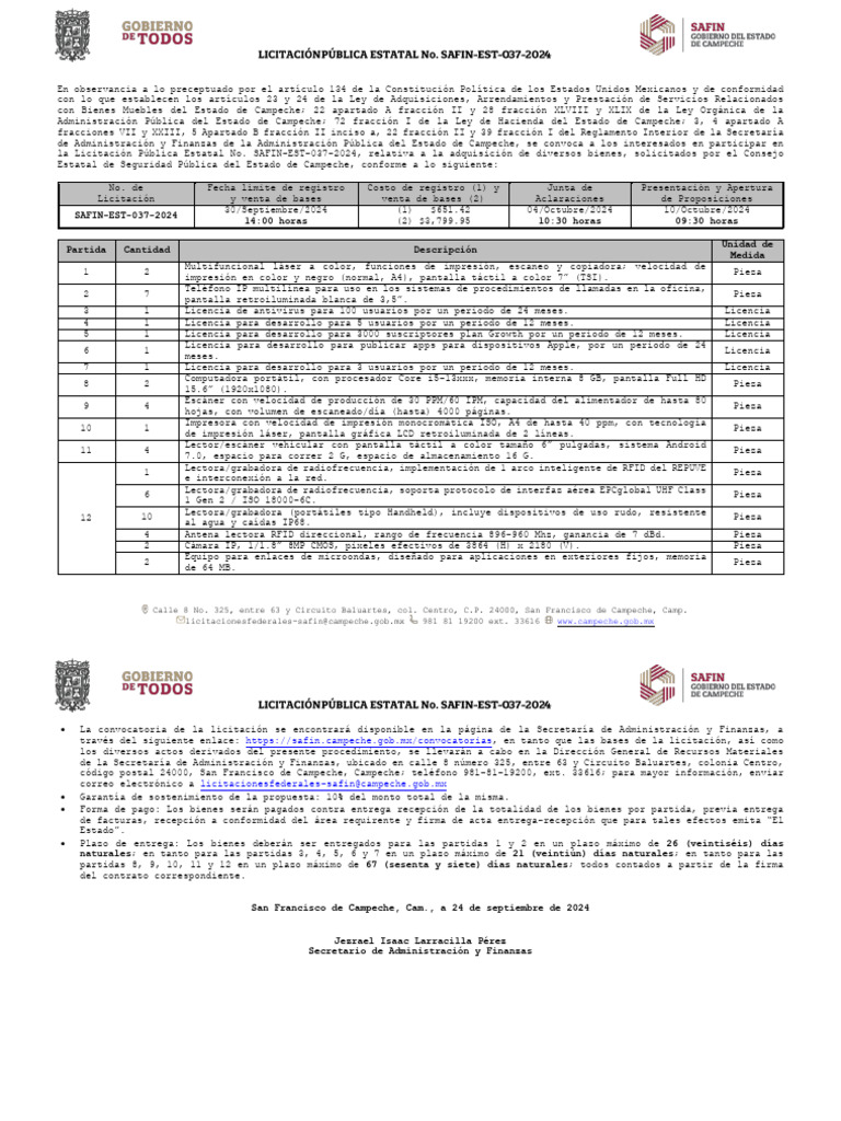 Convocatoria SAFIN EST 037 2024 | PDF