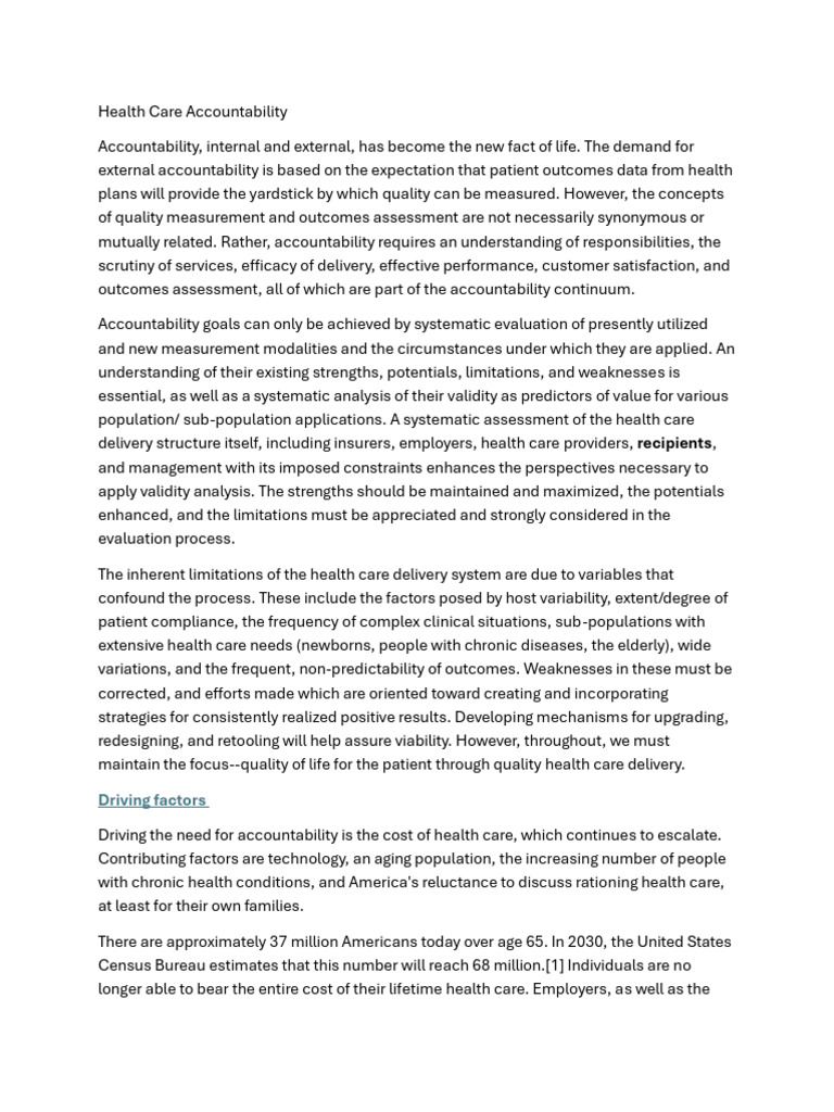Health Care Accountability 661 | PDF | Health Care | Social Science