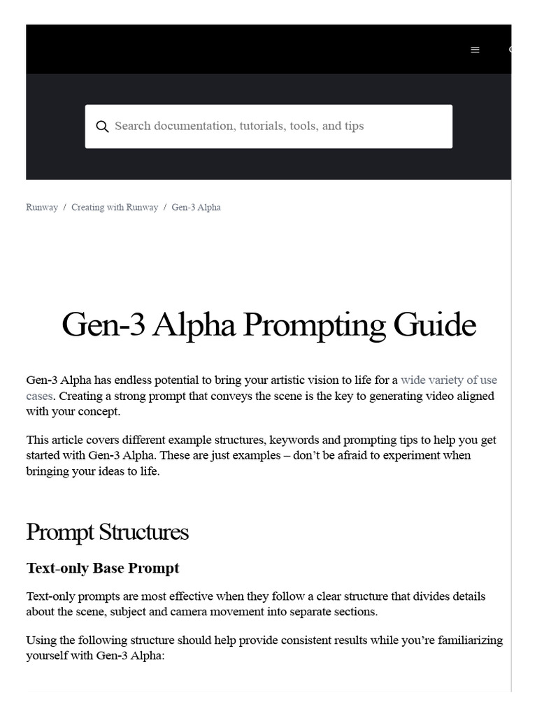 Gen 3 Alpha Prompting Guide Runway Pdf