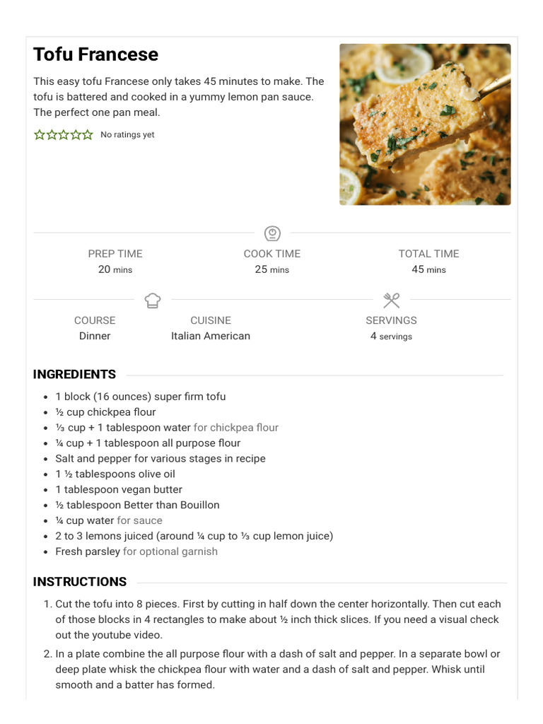 Tofu Francese - Plantifully Based | PDF