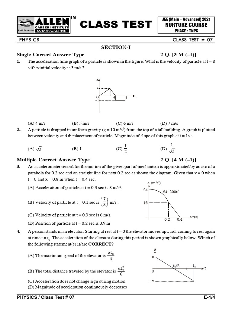 07 # Class Test (TNPS) - Student | PDF
