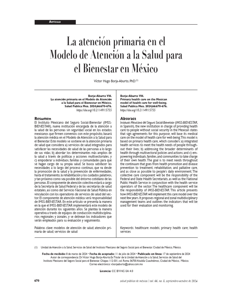 Victor Hugo Borja Articulo Imss Bienestar | PDF | Hospital | Relaciones ...