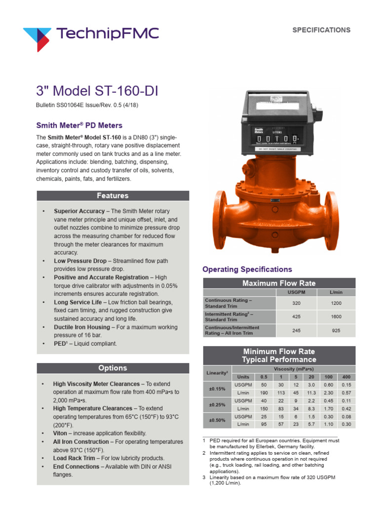 3" Model ST-160-DI: Smith Meter PD Meters | PDF