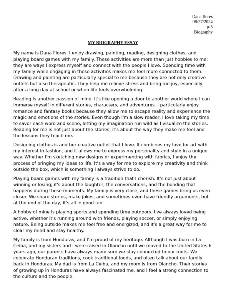 My Biography Essay | PDF