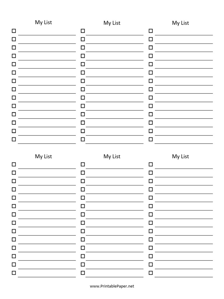 Six Blank Checklists | PDF