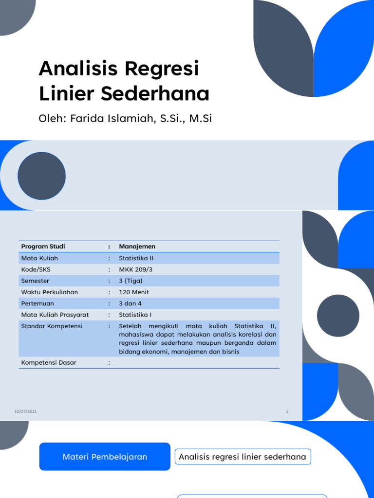 2 Chapter 21 Analisis Regresi Linier Sederhana | PDF