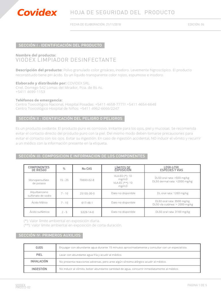 HojasdeSeguridad Viodex | PDF