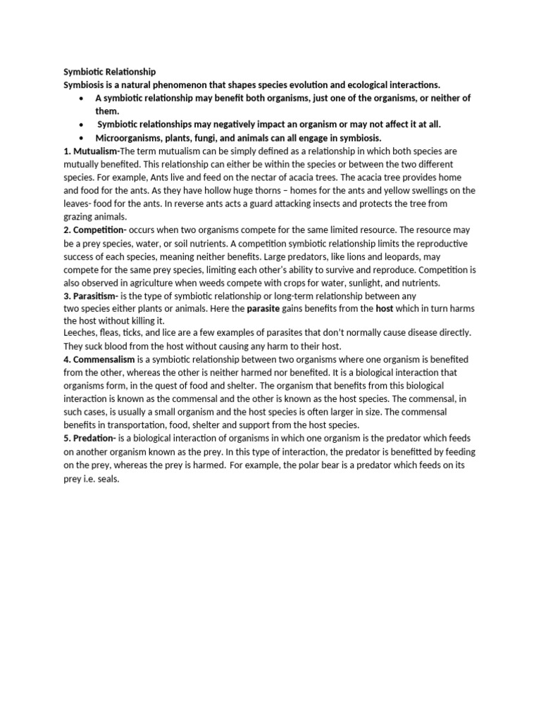 Week 6 Symbiotic Relationship | PDF