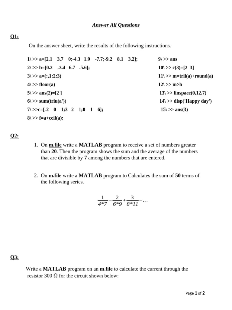 Matlab Test | PDF
