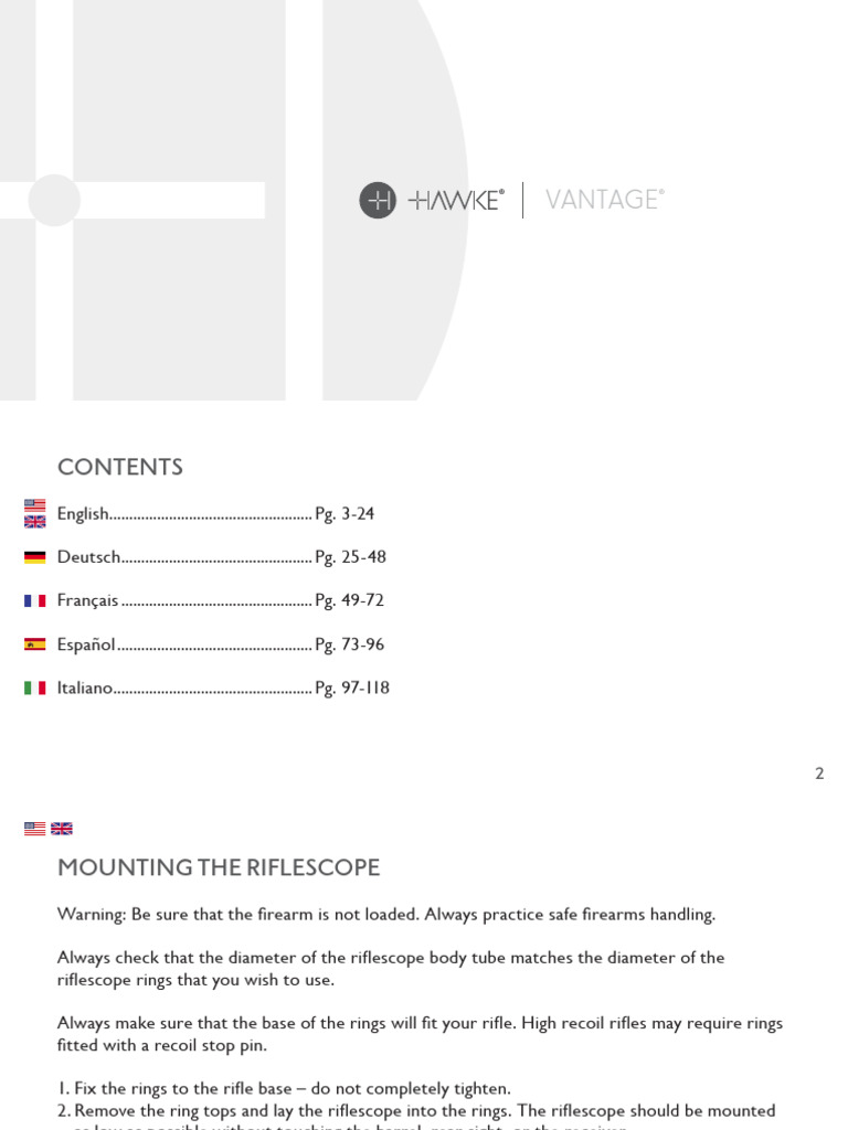 Vantage Riflescope Instructions - Standard Size | PDF