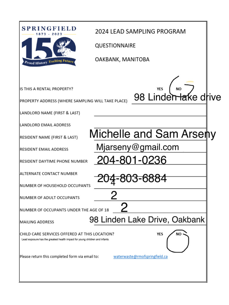 2024 Lead Monitoring Program Questionnaire 20240710 | PDF
