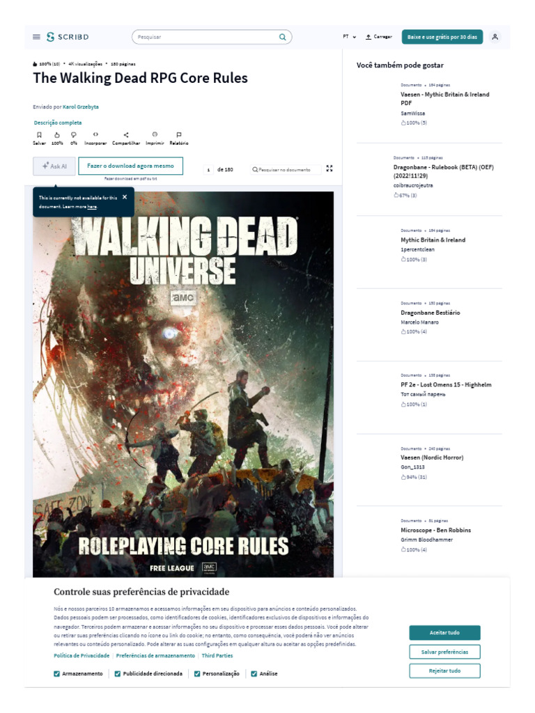 PT Scribd Com Document 679313735 The Walking Dead RPG Core Rules | PDF