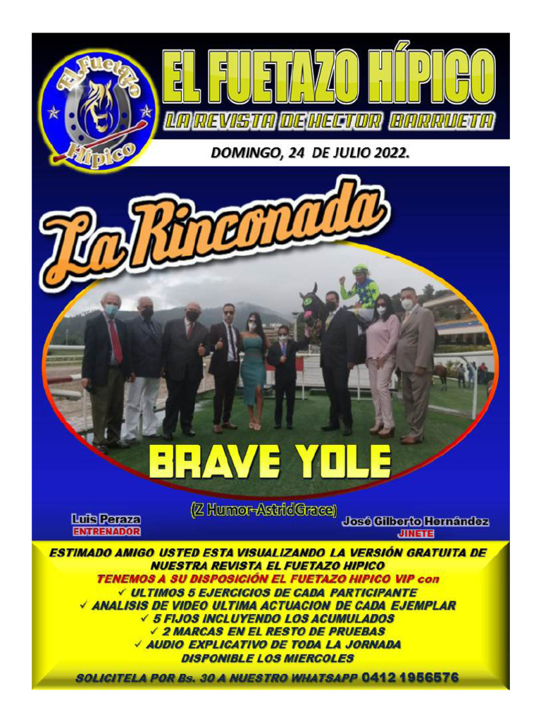 Basica LR Domingo 24 Julio 22 Revista El Fuetazo Hípico | PDF