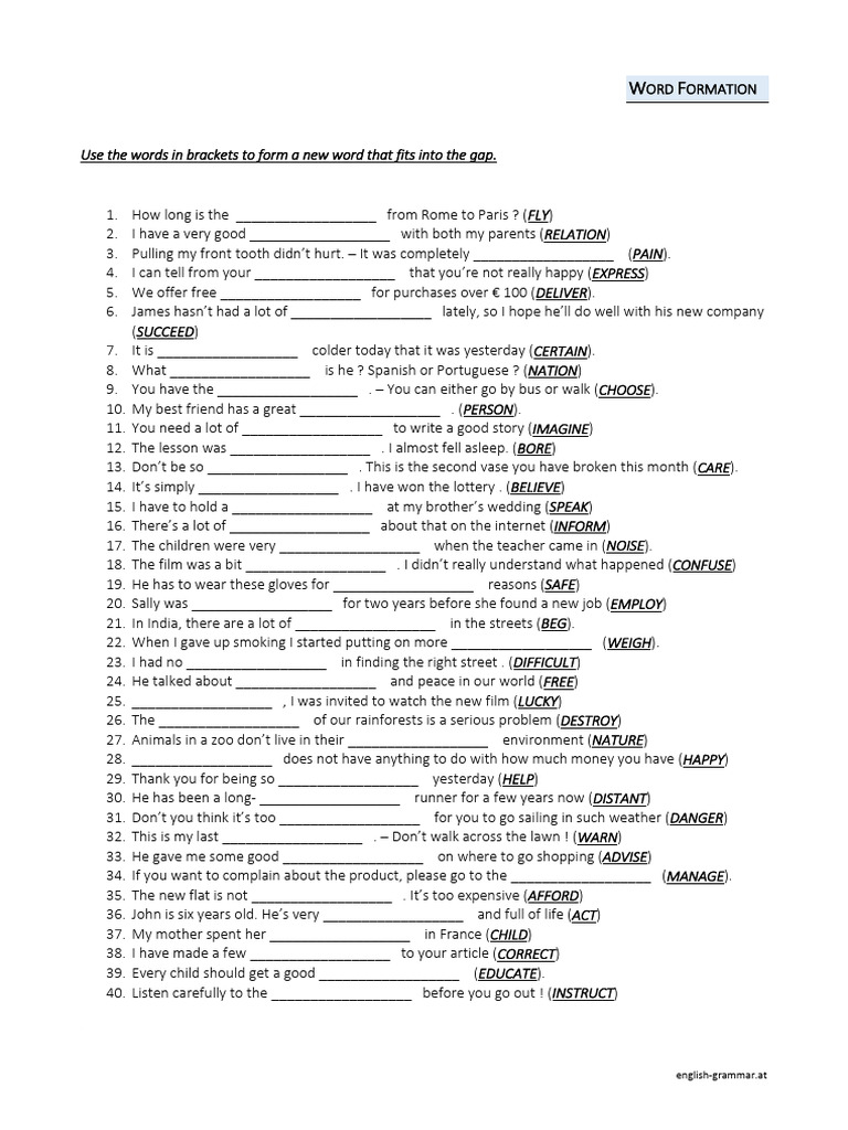 Word Formation Practice | PDF