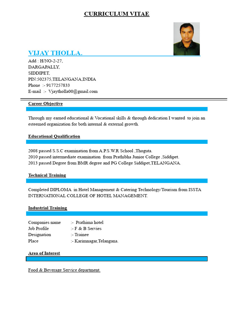 Vijay Tholla Resume | PDF