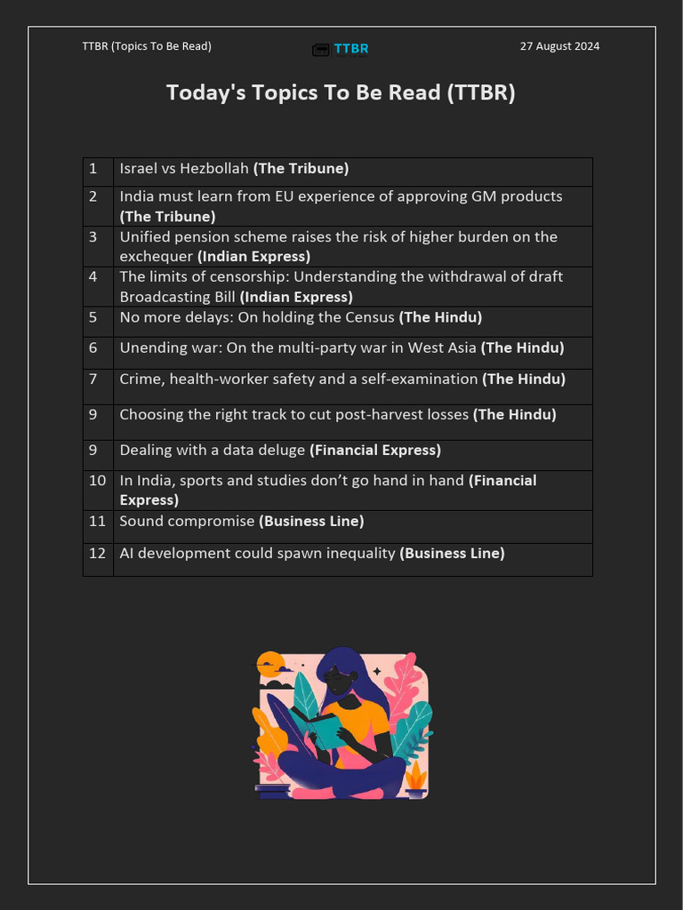 Today's Topics To Be Read (TTBR) | PDF