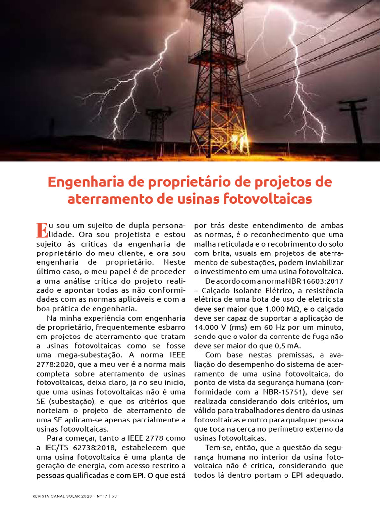 Revista - Canal Solar - 17a edição - aterramento de usinas | PDF