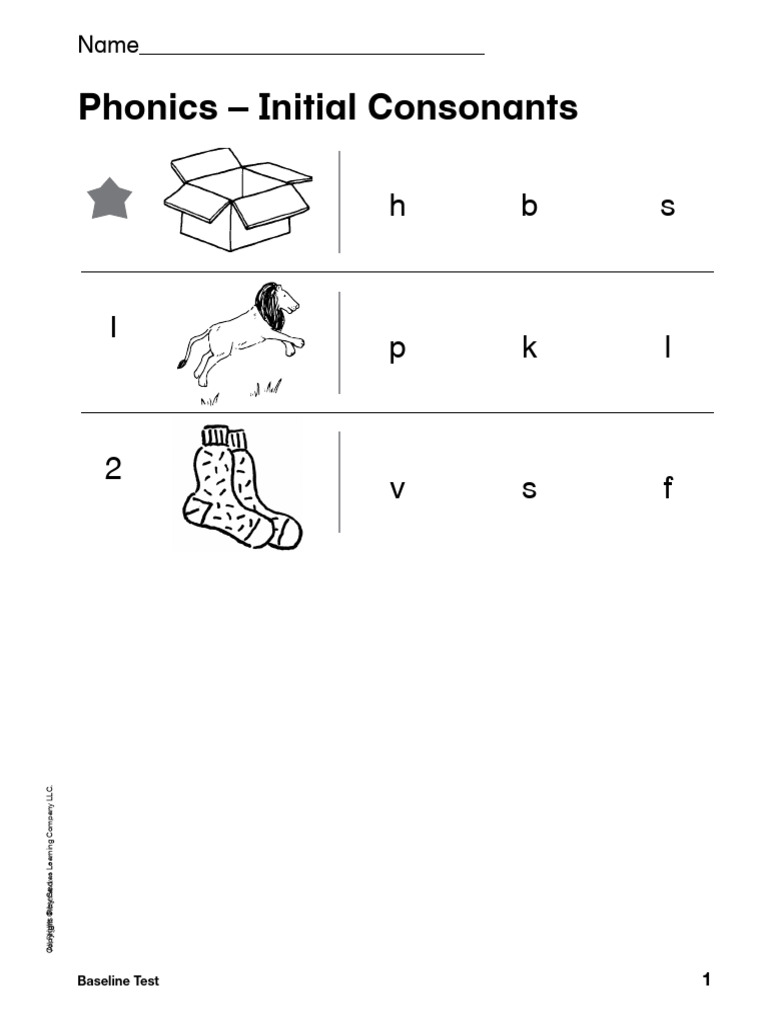 Baseline_Test 1st grade | PDF