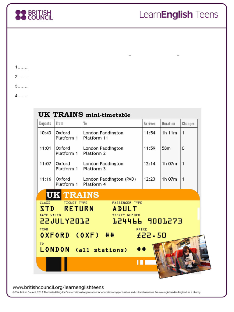 A Train Timetable - Exercises | PDF