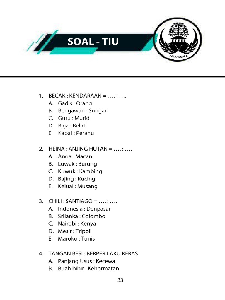 Soal Tiu To Dan Pembahasan | PDF