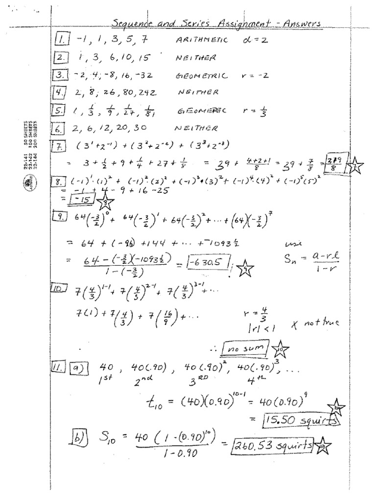 Sequence and Series InClass Assignment v2 Answers | PDF