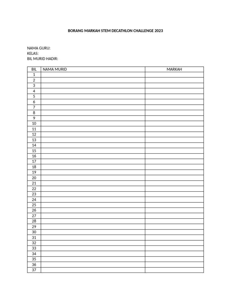 STEM Decathlon Score Sheet | PDF