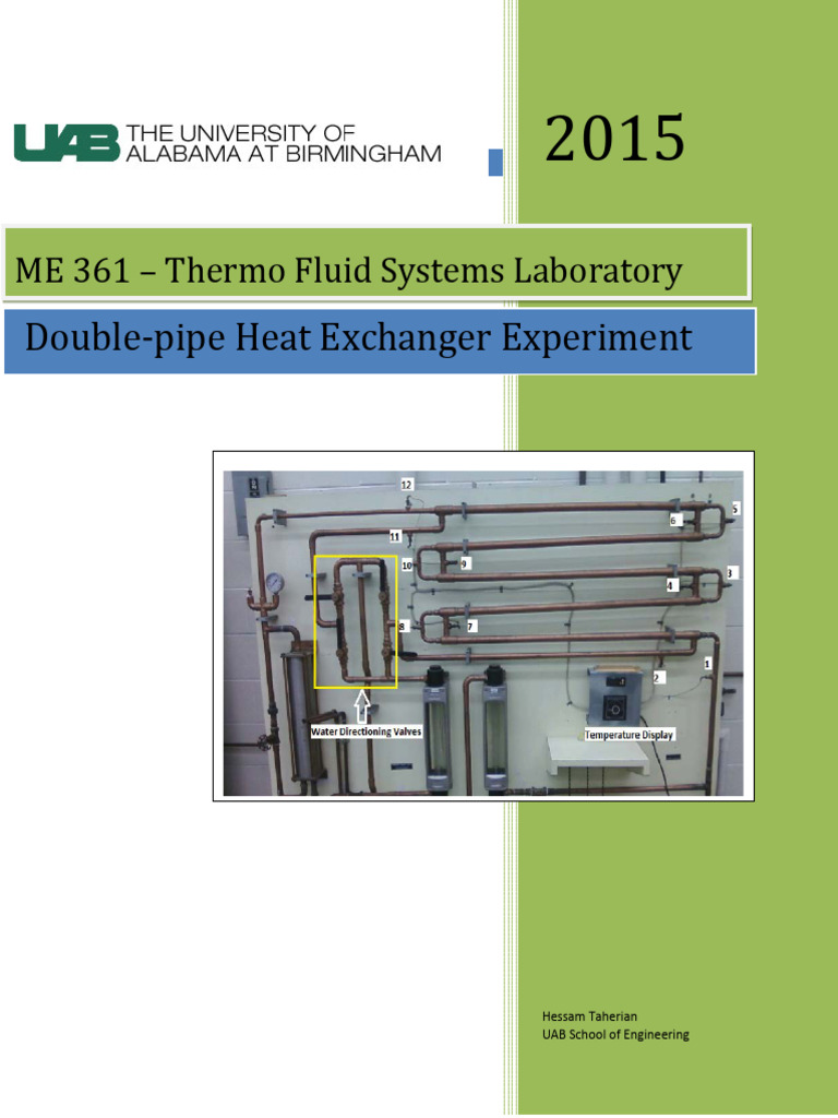 Lab Double Pipe Heat Exchanger Assignment 1 Pdf