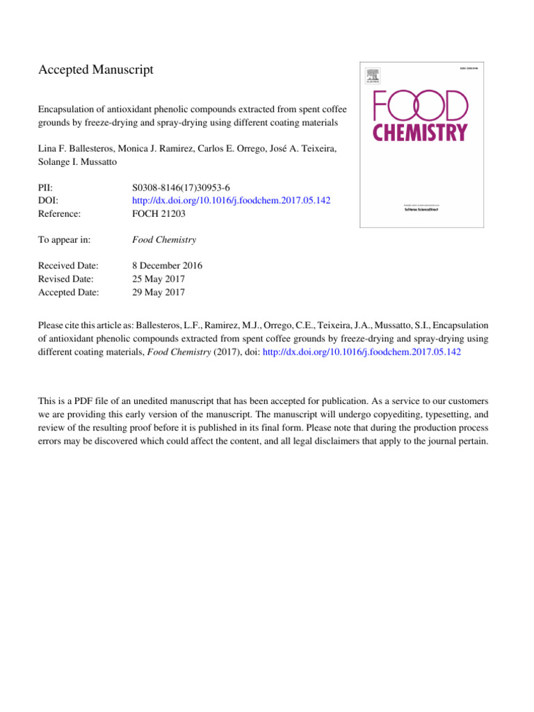 Food Chemistry Encapsulation Of Antioxidant Phenolic Compounds