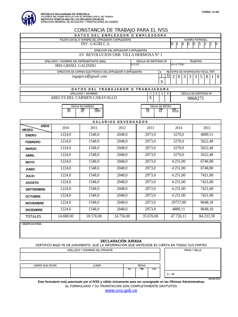 Formato 14-100 | PDF