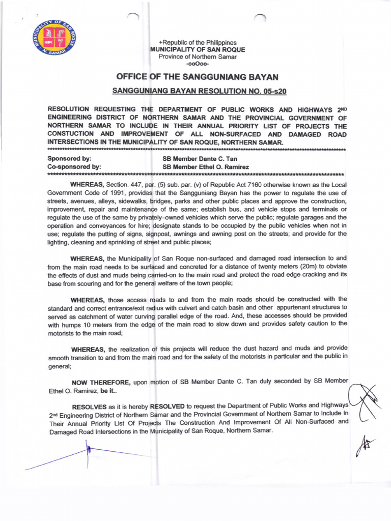 SB RESOLUTION NO. 01 s2020 | PDF