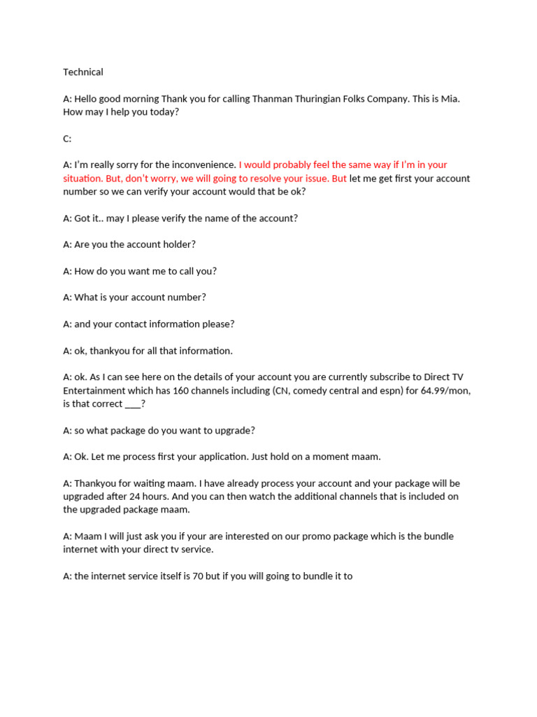 Mock Call Script | PDF