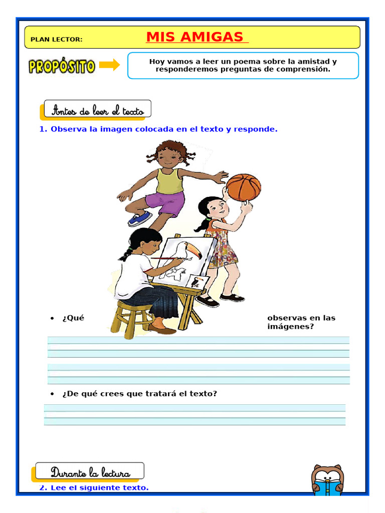 U6 S3 Ficha D4 Plan Lector Amigas | PDF