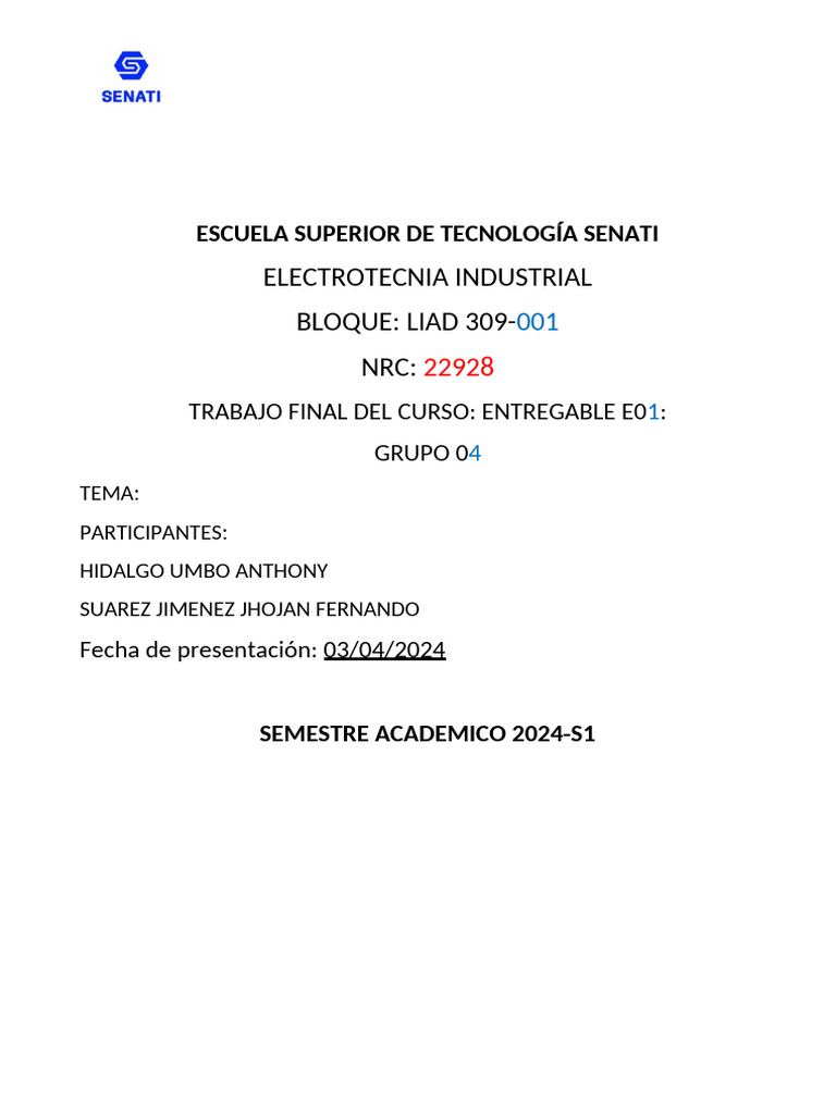 Trabajo Final de Electrotecnia Entregable 01 | PDF