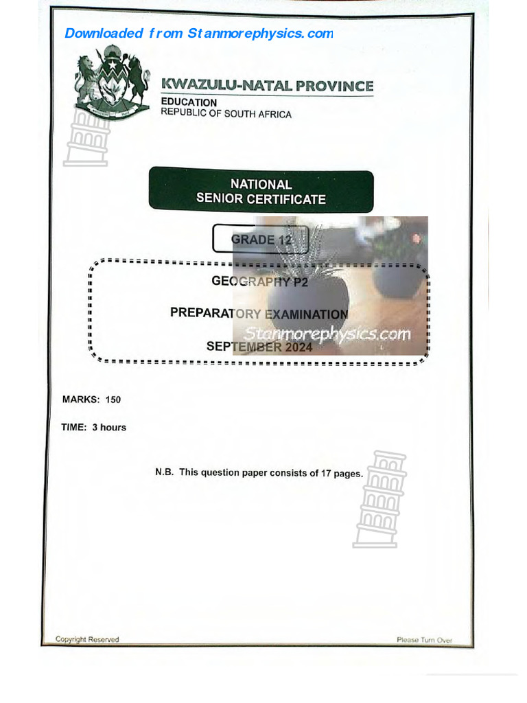 KZN Geography Grade 12 September 2024 P2 and Memo | PDF
