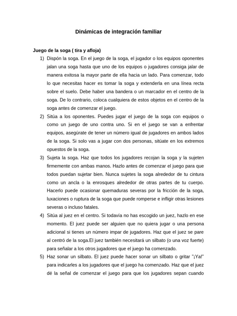 Dinámicas Divertidas para Integración Familiar | PDF