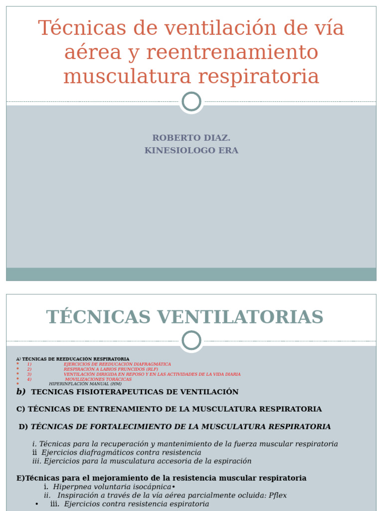 Técnicas de Ventilación de Vía Aérea y Reentrenamiento | PDF