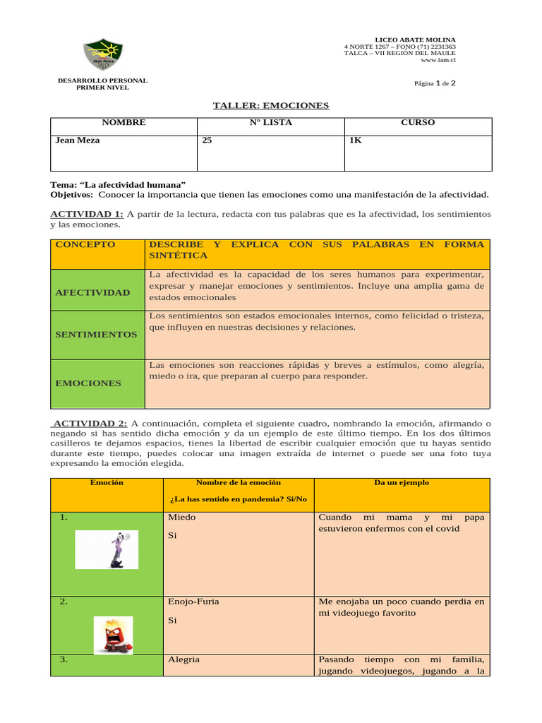 Taller Emociones JEAN MEZA 1k | PDF