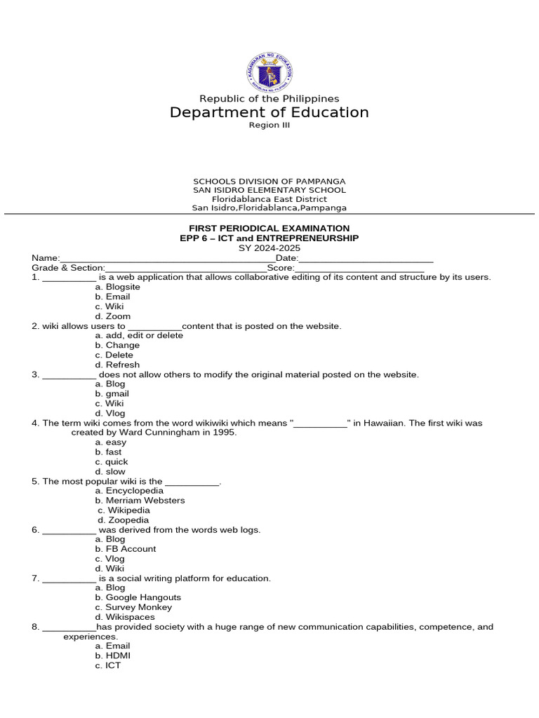 PT - Epp-Ict 6 - Q1 | PDF