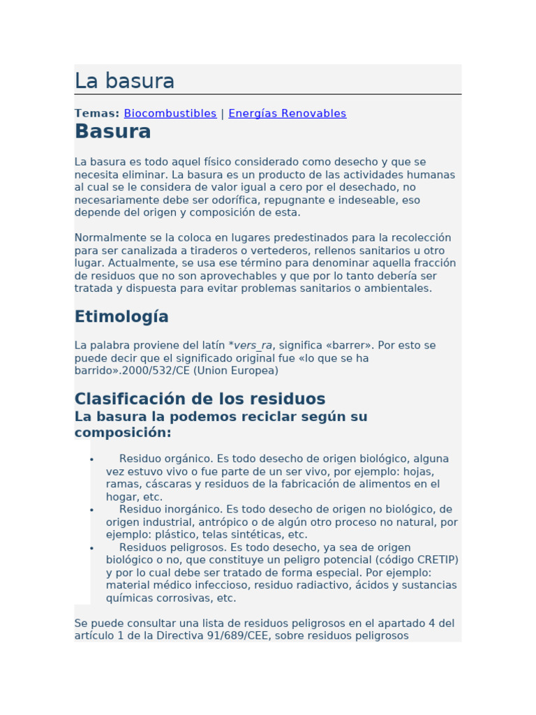 La Basura | PDF