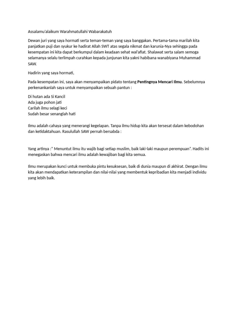 TEKS PIDATO B.INDONESIA | PDF