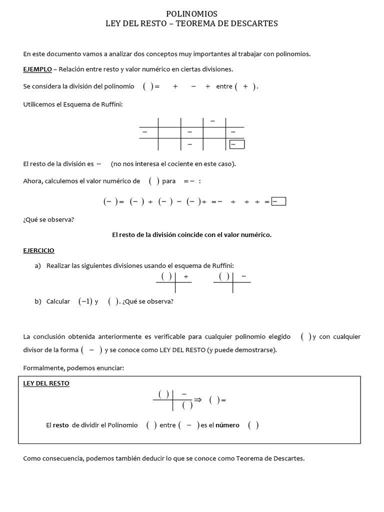 Ley Del Resto - Teorema de Descartes CREA | PDF