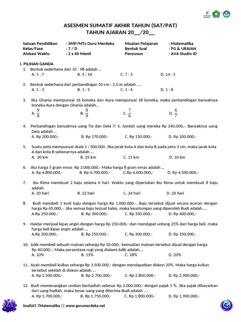 Soal SAT.7Matematika | PDF