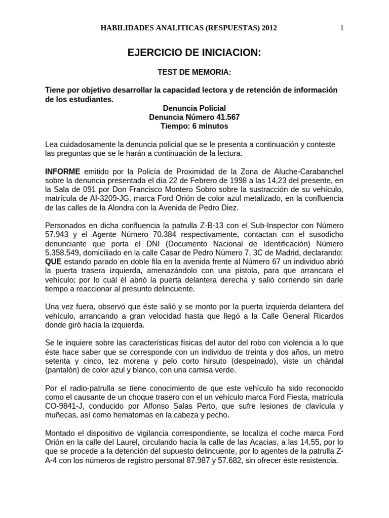 Habilidadeds Analiticas 2012 (Respuestas) Bomar | PDF | Pollo