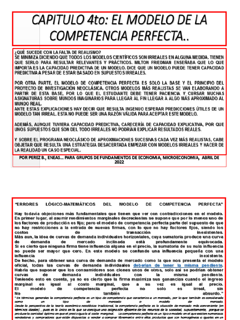 CAPITULO 4 EL DECORADO DEL MODELO DE COMPETENCIA PERFECTA | PDF