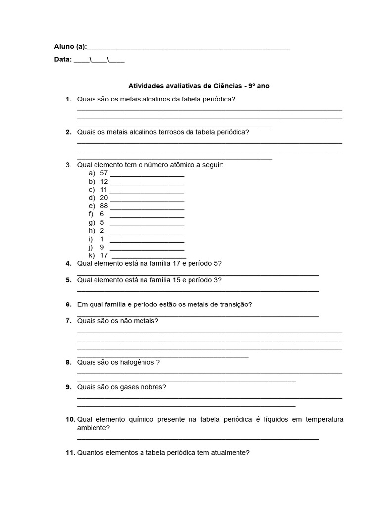 atd 9 ano tabela periodica (1) | PDF