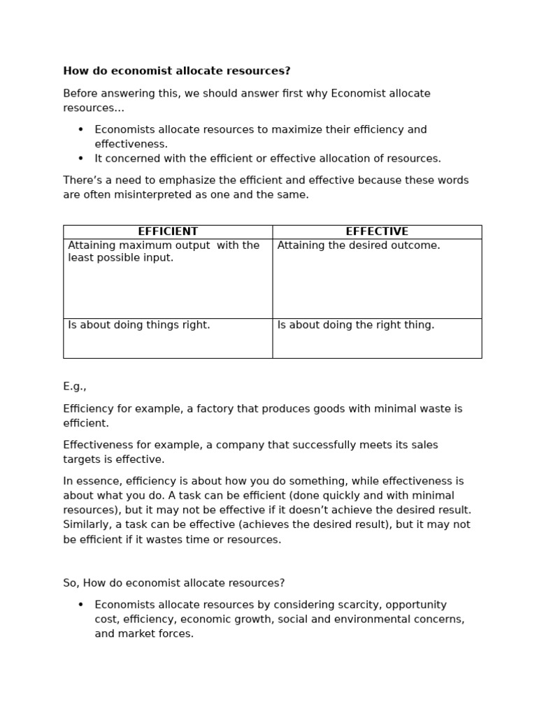 How Do Economist Allocate Resources | PDF | Economics | Business